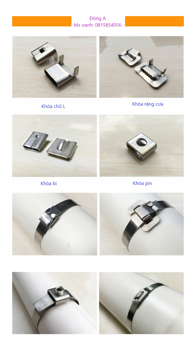 KHÓA ĐAI INOX, CHỐT ĐAI INOX